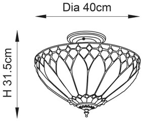 Endon 63978 - Přisazený lustr Tiffany BROOKLYN 3xE27/60W/230V pr. 40 cm