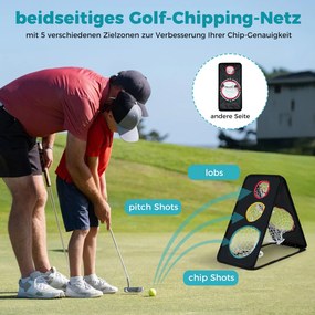 Costway Oboustranná golfová třískací síť s 5 terčovými otvory a trojúhelníkovou