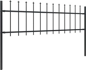 Zahradní plot s kopím nahoře ocelový 671 x 60 cm černý 277596