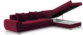 KOOKO HOME Rohová rozkládací sametová pohovka s úložným prostorem Adagio XL pravý roh