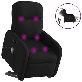 Elektrické zvedací masážní polohovací křeslo černé textil 3303004