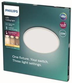 Philips 8719514327061 led stropní svítidlo super slim 1x22w | 2000lm | 2700k - eyecomfort, bílá