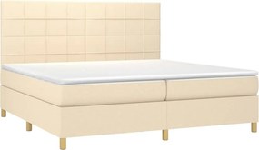Box spring postel s matrací a LED krémová 200x200 cm textil 3135466