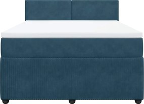Box spring postel s matrací modrá 160 x 200 cm samet 3290080