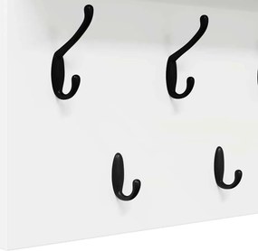 věšák, nástěnný, 1 prkno, háčky, kompozitní dřevo, 40x80x12 cm, bílá, Dekorino TK20260018