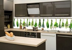 DIMEX | Fototapeta do kuchyně Bylinky KI-260-007 | 260 x 60 cm | zelená, bílá