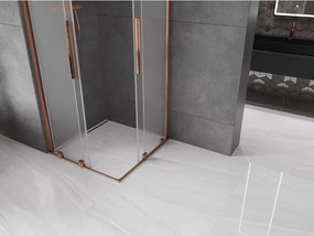 Mexen Velar Duo, sprchový kout s posuvnými dveřmi 100 x 100 cm, 8mm sklo námraza, růžové zlato, 871-100-100-32-60