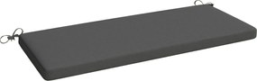 Voděodolný polštář na lavici, venkovní polštář na sezení se snímatelným potahem a upevňovacími popruhy pro zahradu a terasu, 110 x 46 cm, tmavě šedý