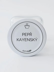 Samolepka na kořenky PEPŘ KAYENSKÝ průhledná 5 cm základní písmo
