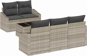 Set pohovek 6 ks Světlá šedá a tmavá šedá polyratan 3355271