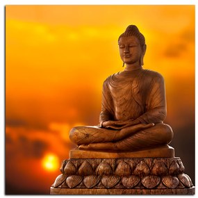 Obraz na plátně - Buddha a západ slunce - čtverec 359A (80x80 cm)