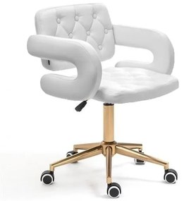 Židle Stockholm na zlaté kolečkové podstavě - bílá