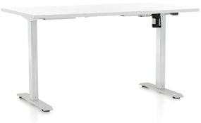 Výškově nastavitelný stůl OfficeTech A, 140 x 80 cm, bílá podnož, bílá