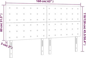 Čelo postele s LED tmavě hnědé 160x5x118/128 cm textil 3122867