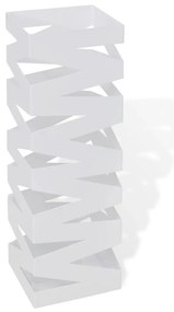 Bílý hranatý stojan na deštníky a vycházkové hole, ocelový, 48,5 cm 242468