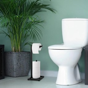 Erga Trapa, hranatý držák WC papíru se zásobníkem na toaletní papír, černá matná, ERG-YKA-P.TRAPA-BLK