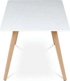 Jídelní stůl, MDF, bílý matný lak, masiv buk (120 x 80) cm