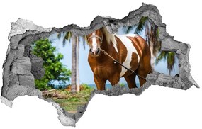 Wallmuralia Díra 3D fototapeta nálepka Strakatý kůň 95x73 cm