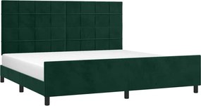 Rám postele bez matrace tmavě zelená 200 x 200 cm samet 3125778