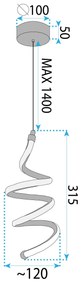 Toolight Toolight, LED závěsné stropní svítidlo, 12W, 3000K, LHJ096-1CP, růžové zlato, OSW-50041