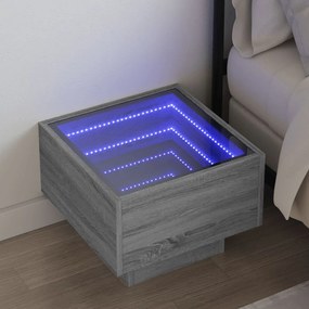 Noční stolek s Infinity LED šedý sonoma 40 x 40 x 30 cm