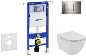 Geberit Duofix - Set předstěnové instalace, klozetu a sedátka Ideal Standard Tesi, tlačítka Sigma30, Rimless, SoftClose, lesklý chrom/chrom mat 111.355.00.5 NE6