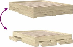 Rám postele se zásuvkami dub sonoma 160x200 cm kompozitní dřevo 3280372