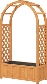 Vyvýšený záhonový truhlík s mříží, zakřivená střecha mřížového květináče dřevo 83 x 36 x 145 cm světle hnědá barva