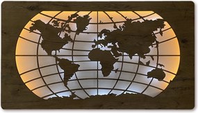 Li-Go "Mapa světa rovnoběžky" světelný obraz 230V 110x60 cm provedení povrchu: bříza