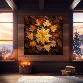 Obraz na plátně - Mandala podzimní listí FeelHappy.cz Velikost obrazu: 60 x 60 cm