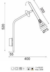 ACA DECOR Nástěnné svítidlo CLOUZOT max. 35W/GU10/230V/IP20, zlaté