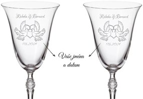 Dekorant svatby Svatební skleničky na bílé víno HOLUBICE 250 ml 2KS