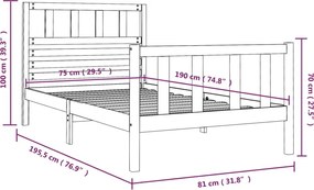 vidaXL Rám postele 75 x 190 cm Small Single masivní dřevo [3101116] Barva: Přírodní