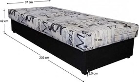 Válenda s úložným prostorem, černá/vzor, DANA