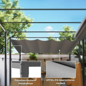 zahradní pergola 3 x 3 m se stahovací střechou, pavilon, stínící stříška, UPF30+, šedá barva