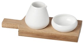 räder Servírovací sada na olej a koření - set 3 ks, bílá barva, přírodní barva, dřevo, porcelán