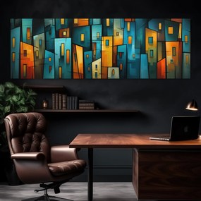 Obraz na plátně - Noční městečko Erimen, abstrakce FeelHappy.cz Velikost obrazu: 210 x 70 cm