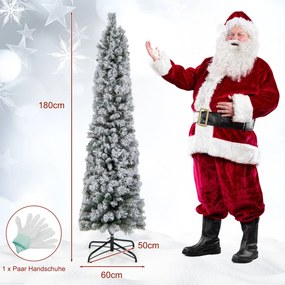 Costway 180 cm vánoční stromek zasněžený vánoční strom se 150 teplými bílými