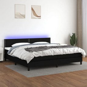 Box spring postel s matrací a LED černá 200x200 cm textil 3133103