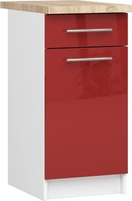 Kuchyňská skříňka Olivia S40 SZ1 bílá/červený lesk