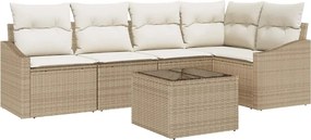 Set pohovek 6 ks Béžová polyratan 3346731
