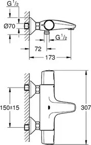 Grohe Precision Trend - Termostatická vanová baterie matná černá