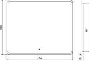 Mexen Nida, LED koupelnové zrcadlo s podsvícením 120x100 cm, 6000K, ochrana proti zamlžování, 9806-120-100-611-00