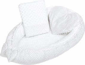 Luxusní hnízdečko s polštářkem a peřinkou New Baby z Minky Srdíčko bílé
