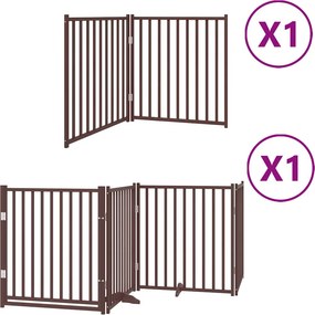 Zábrana pro psy s dvířky skládací 6 panelů hnědá 480 cm topol 3155749