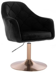 LuxuryForm DESIGN Otočné křeslo ANDORA VELUR na zlatém talíři - černé