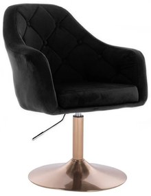 LuxuryForm DESIGN Křeslo ANDORA VELUR na zlatém talíři - černé
