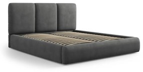 Šedá čalouněná dvoulůžková postel s úložným prostorem s roštem 200x200 cm Brody – Mazzini Beds