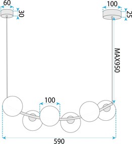 Toolight Rea, Stropní svítidlo G133-6CP Gold, OSW-02607