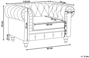 Křeslo z černého sametu CHESTERFIELD Beliani